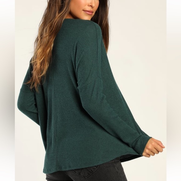 Lulus | Tops | Lulus Just Vibing Hunter Green Ribbed V Neck | Poshmark